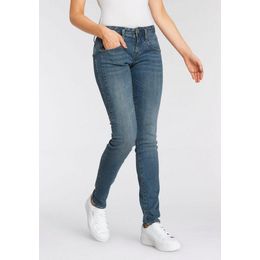 Herrlicher Slim-fit-Jeans GINA SLIM POWERSTRETCH mit seitlichem Keileinsatz, blau