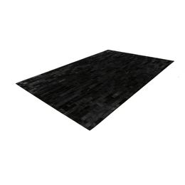 Lederteppich Kayoom "Ravi 100" Teppiche Gr. B/L: 120 cm x 170 cm, 8 mm, 1 St., schwarz Esszimmerteppiche