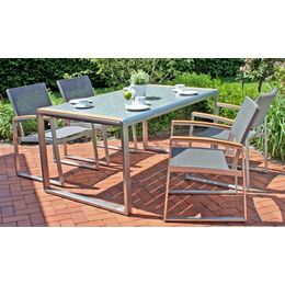 Garten-Essgruppe Garden Pleasure "AVA" Sitzmöbel-Sets braun (silberglaenzend, braun) Outdoor Möbel