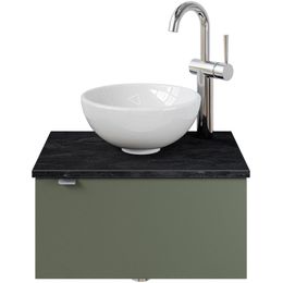 Waschtisch SAPHIR "Serie 6915 Waschschale mit Unterschrank für Gästebad, Gäste WC" Waschtische Gr. Türanschlag rechts-Armaturbohrung rechts, grün (schilfgrün matt, schiefer, schilfgrün matt touch) Waschtische