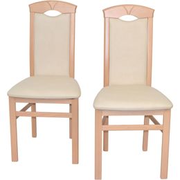 4-Fußstuhl HOFMANN LIVING AND MORE Stühle Gr. B/H/T: 44 cm x 94 cm x 48 cm, 2 St., uni, Massivholz, beige (creme, buche, nachbildung) 4-Fuß-Stühle
