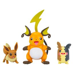 Jazwares Pokémon - Battle Figuren 3er Pack Evoli, Morpeko und Raichu Spielset