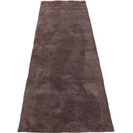 Hochflor-Läufer CarpetFine "Silky" Teppiche Gr. B/L: 80 cm x 400 cm, 20 mm, 1 St., braun Hochflor-Läufer