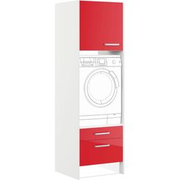 Waschmaschinenumbauschrank IMPULS KÜCHEN ""Turin", Breite 64 cm" Schränke Gr. B/H/T: 64 cm x 206,2 cm x 68,5 cm, links, 1 St., rot (rot hochglanz) Zubehör für Waschmaschinen