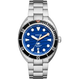 Quarzuhr Fossil "BREAKER" Armbanduhren silberfarben, blau Herren Uhren