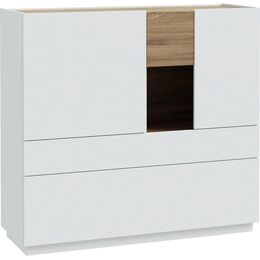 Highboard FORTE Sideboards Gr. B/H/T: 119,7 cm x 111,2 cm x 41 cm, grau (secret grey, valencia eiche) Highboards