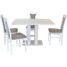 Essgruppe HOFMANN LIVING AND MORE "5tlg. Tischgruppe" Sitzmöbel-Sets Gr. B/H/T: 45 cm x 95 cm x 48 cm, Polyester, weiß (weiß, grau, weiß) Essgruppen