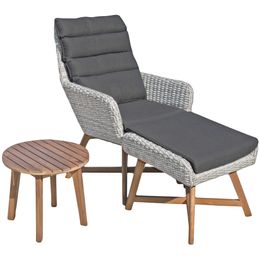 Garten-Essgruppe Garden Pleasure "CALVIA" Sitzmöbel-Sets Gr. B/H/T: 115 cm x 95 cm x 100 cm, Polyester, grau (grau, dunkelgrau, braun, grau, braun) Outdoor Möbel