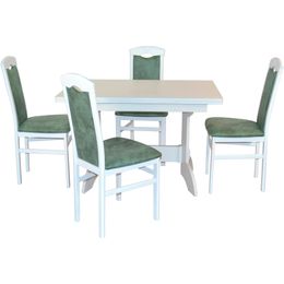 Essgruppe HOFMANN LIVING AND MORE "5tlg. Tischgruppe" Sitzmöbel-Sets Gr. B/H/T: 44 cm x 94 cm x 48 cm, Mikrofaser 1, Ansteckplatten, weiß (weiß, opal, weiß) Essgruppen
