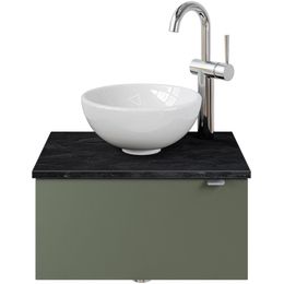 Waschtisch SAPHIR "Serie 6915 Waschschale mit Unterschrank für Gästebad, Gäste WC" Waschtische Gr. Türanschlag links-Armaturbohrung rechts, grün (schilfgrün matt, schiefer, schilfgrün matt touch) Waschtische