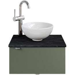 Waschtisch SAPHIR "Serie 6915 Waschschale mit Unterschrank für Gästebad, Gäste WC" Waschtische Gr. Türanschlag rechts-Armaturbohrung links, grün (schilfgrün matt, schiefer, schilfgrün matt touch) Waschtische