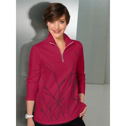 Langarm-Poloshirt Classic Basics "Winter-Shirt" Gr. 54, rot (rot, gemustert) Damen Shirts Jersey