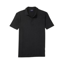 Poloshirt OLYMP "Casual" Gr. L, schwarz Herren Shirts Kurzarm aus Leinenmischung