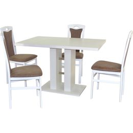 Essgruppe HOFMANN LIVING AND MORE "5tlg. Tischgruppe" Sitzmöbel-Sets Gr. B/H/T: 45 cm x 95 cm x 48 cm, Polyester, weiß (weiß, braun, weiß) Essgruppen
