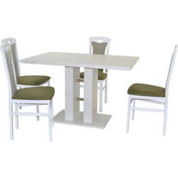 Essgruppe HOFMANN LIVING AND MORE "5tlg. Tischgruppe" Sitzmöbel-Sets Gr. B/H/T: 45 cm x 95 cm x 48 cm, Polyester, weiß (weiß, grün, weiß) Essgruppen