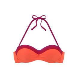 Bügel-Bandeau-Bikini-Top s.Oliver "Yella" Gr. 42, Cup B, bunt (orange, berry) Damen Bikini-Oberteile Ocean Blue