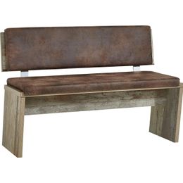 Essbank Innostyle "BONANZA" Sitzbänke Gr. B/H/T: 126 cm x 86 cm x 55 cm, Velours in Lederoptik, gleichschenklig, braun (driftwood nachbildung, driftwood nachbildung) Essbänke