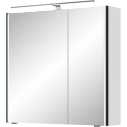 Spiegelschrank SAPHIR "Serie 7045 Badezimmer-Spiegelschrank inkl. LED-Beleuchtung, 2 Türen" Schränke Gr. B/H/T: 73,2 cm x 70,3 cm x 17 cm, LED-Aufsatzleuchte in Chrom, 2 St., weiß (weiß glanz) Bad-Spiegelschränke