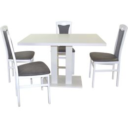 Essgruppe HOFMANN LIVING AND MORE "5tlg. Tischgruppe" Sitzmöbel-Sets Gr. B/H/T: 45 cm x 95 cm x 48 cm, Polyester, weiß (weiß, schwarz, weiß) Essgruppen