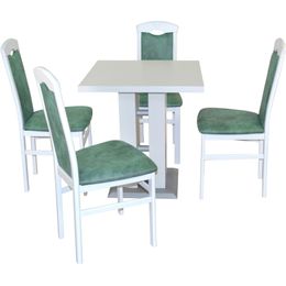 Essgruppe HOFMANN LIVING AND MORE "5tlg. Tischgruppe" Sitzmöbel-Sets Gr. B/H/T: 44 cm x 94 cm x 48 cm, Mikrofaser 1, weiß (weiß, opal, weiß) Essgruppen