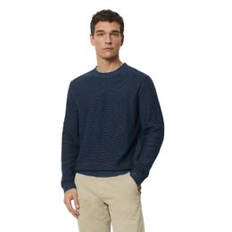 Marc O'Polo Rundhalspullover MARC O'POLO "aus Bio-Baumwolle und Leinen" Gr. L, blau (dunkelblau) Herren Pullover Sweatshirts