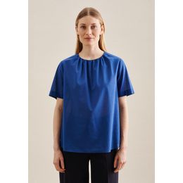 Shirtbluse Seidensticker "Schwarze Rose" Gr. 34, blau (mittelblau) Damen Blusen kurzarm