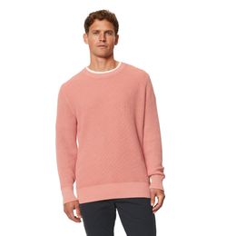 Marc O'Polo Rundhalspullover MARC O'POLO "aus Bio-Baumwolle mit Struktur" Gr. L, rot Herren Pullover Sweatshirts