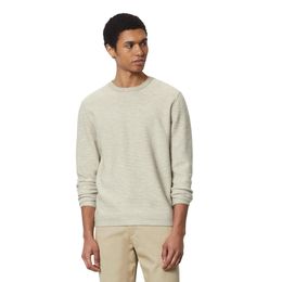 Marc O'Polo Rundhalspullover MARC O'POLO "aus Bio-Baumwolle und Leinen" Gr. L, weiß Herren Pullover Sweatshirts