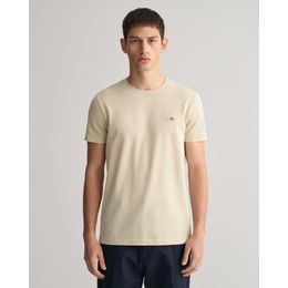 T-Shirt Gant "SLIM PIQUE SS T-SHIRT" Gr. 4XL, beige (silky beige) Herren Shirts T-Shirts