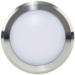 G (A bis G) LED Außen-Wandleuchte HAVIT LIGHTING "NAVA" Lampen Gr. Ø 10 cm Höhe: 2,3 cm, silberfarben (edelstahlfarben) LED Außenwandleuchten