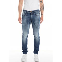 Slim-fit-Jeans Replay "ANBASS HYPERFLEX BIO" Gr. 33, Länge 32, blau (medium blue 618) Herren Jeans Slim Fit