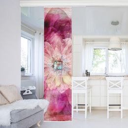 Schiebegardine Grunge Flower - Fl&auml;chenvorhang Blumen Floral Vintage Wohnzimmer Schlafzimmer Bad Badezimmer K&uuml;che Esszimmer Pink