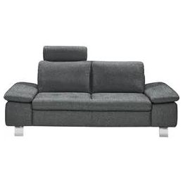 3-Sitzer DELA DESIGN "Fiodora" Sofas Gr. B/H/T: 201cm x 80cm x 94cm, Webstoff, gleichschenklig, schwarz incl. 2 verstellbarer Armlehnen und 1 Kopfstütze