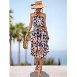 BlauWave Strandkleid Trägerloses Kleid mit Bedruckt Bohème-Stil (1-tlg) Bohème-Stil