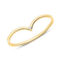 UNIQUE Diamantring V-Ring für Damen aus 14K Gold mit Diamant von UNIQUE (Größe: 50mm)