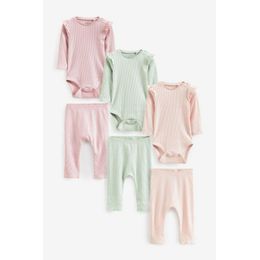 next Body & Leggings 6er-Pack Baby-Bodysuits mit Rüschen und Leggings (6-tlg)