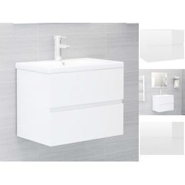 vidaXL Badezimmer-Set Waschbeckenunterschrank Hochglanz-Weiß 60x38