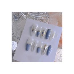 JOHNRAMBO Kunstfingernägel Blauer Farbverlauf Handgefertigte Nägel Nageldesign-Sets
