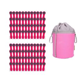 trendfinding Wäscheklammern 96 Wäscheklammern Pink Edelstahl und 1 Canvas Klammerbeutel Pink