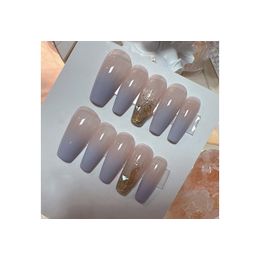 JOHNRAMBO Kunstfingernägel Blauer Farbverlauf Künstliche Nails Handgefertigte Fingernägel