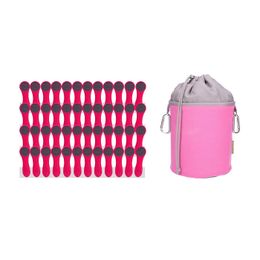 trendfinding Wäscheklammern 48 Wäscheklammern Pink Edelstahl und 1 Canvas Klammerbeutel Pink