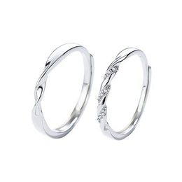 Fivejoy Trauring 925 Silber Ring Verstellbarer Cubic Zirkonia Eheringe