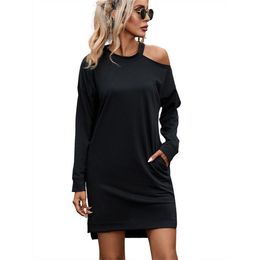 RUZU UG Chiffonkleid Damen Pullover Mode Bleistiftrock Herbst T-Shirt Kleid 2-in-1-Kleid
