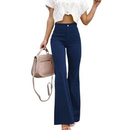ZWY High-waist-Jeans Einfarbige Damen-Freizeithose mit mittlerer Taille und schmalem Schlag Klassisch modische Pendlerhose
