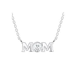 LÖB Kette mit Anhänger Kette 925 Silber Zirkonia Stein Anhänger MOM Schriftzug Diamant Form (Geschenke für Frauen Freundin Mama Mutter Oma zum Geburtstag Muttertag Muttertagsgeschenk)