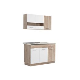 Homestyle4u Küchenzeile Küchenzeile 120 cm Miniküche Küche Einbauküche Weiß