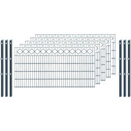 Arvotec Doppelstabmattenzaun "EXCLUSIVE 100 zum Einbetonieren "Karo" mit Zierleiste" Zaunelemente Gr. H/L: 100 cm x 10 m H/L: 100 cm, grau (anthrazit) Zaunelemente