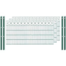 Arvotec Doppelstabmattenzaun "EXCLUSIVE 100 zum Einbetonieren "Karo" mit Zierleiste" Zaunelemente Gr. H/L: 100 cm x 6 m H/L: 100 cm, grün (dunkelgrün) Zaunelemente