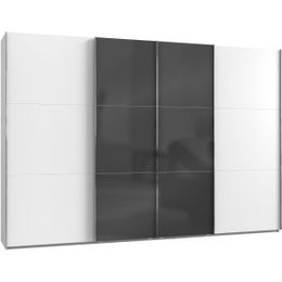 Schwebetürenschrank wimex "Level by fresh to go" Schränke Gr. B/H: 350 cm x 216 cm, 4 St., weiß (weiß, grauglas) Schranksysteme und Schrankserien