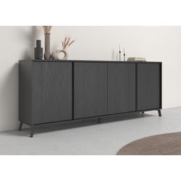 Sideboard Inosign "City" Sideboards Gr. B/H/T: 205 cm x 84 cm x 40 cm, schwarz (schwarz melamin holzstruktur) Sideboards